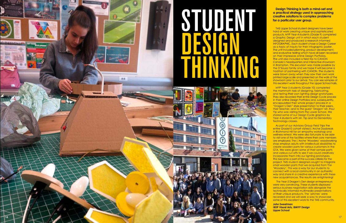 STUDENT DESIGN THINKING @ TMS Upper School – John Sweetman